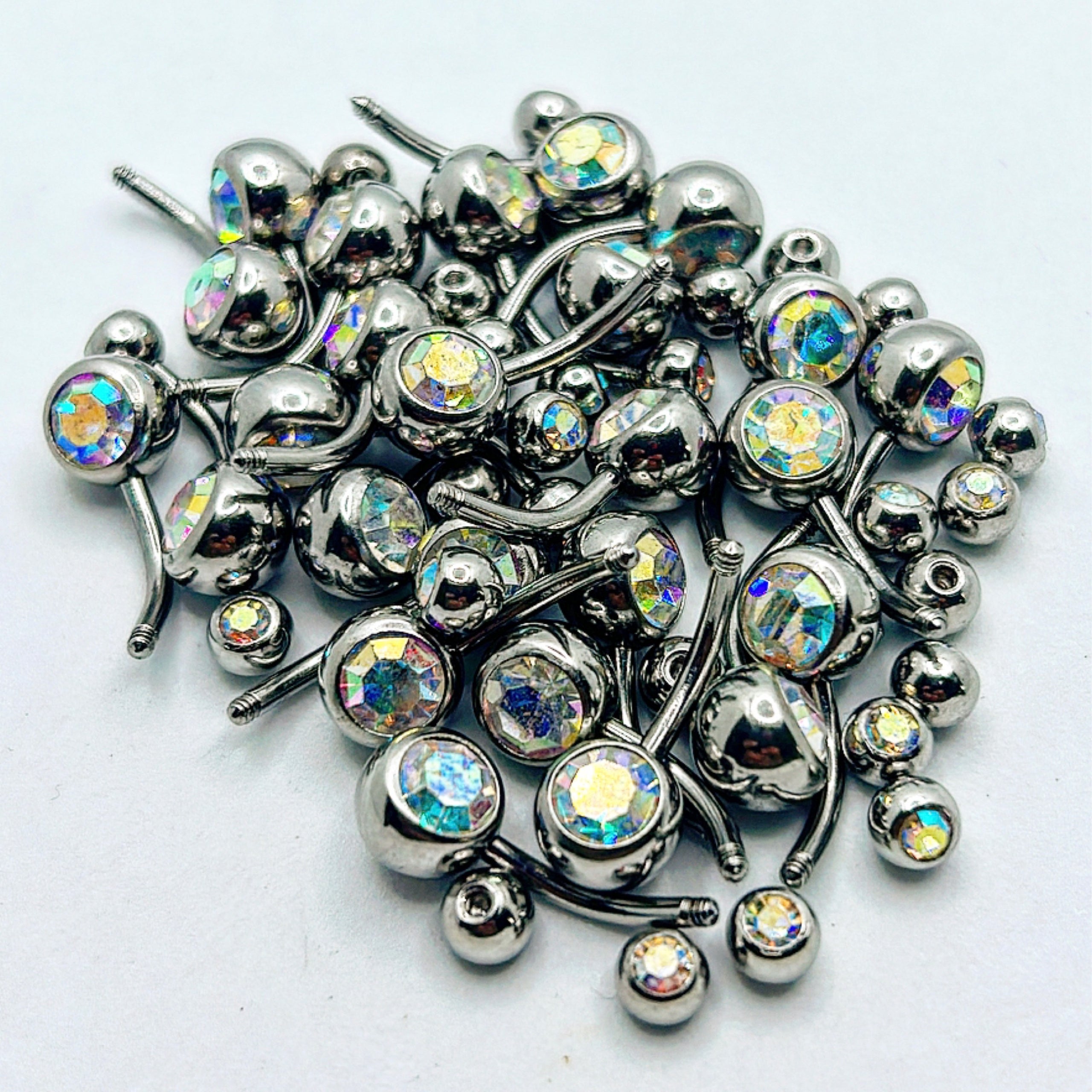 Jewelled Belly Bar 14ga with 11mm Length Elegant Body Jewelry Pierce Me Baby